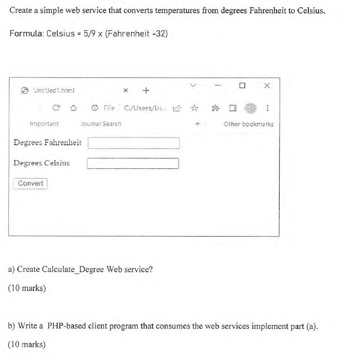 Solved QCreate a simple web service that converts | Chegg.com