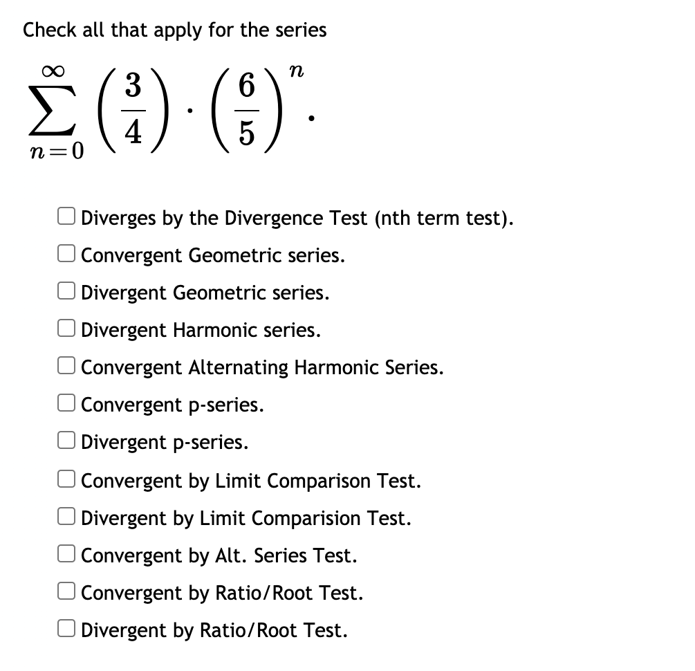 Solved Check all that apply for the series È (d) (5)" | Chegg.com