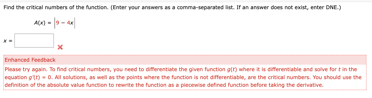 Solved Find the critical numbers of the function. (Enter | Chegg.com