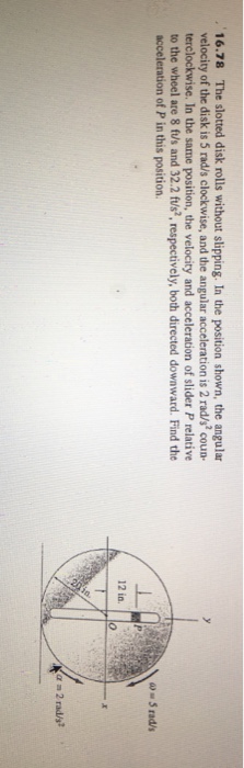 Solved The slotted disk rolls without slipping. In the | Chegg.com