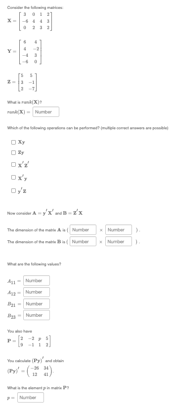 Solved Consider the following matrioes: | Chegg.com