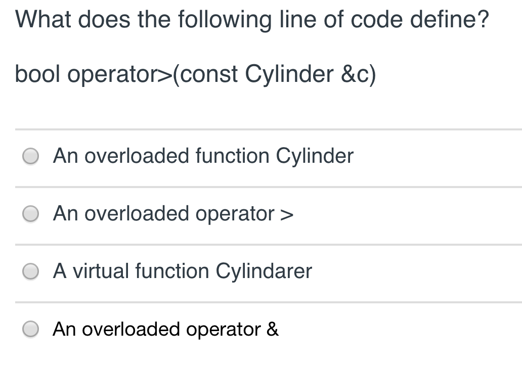 Solved What does the following line of code define? bool | Chegg.com
