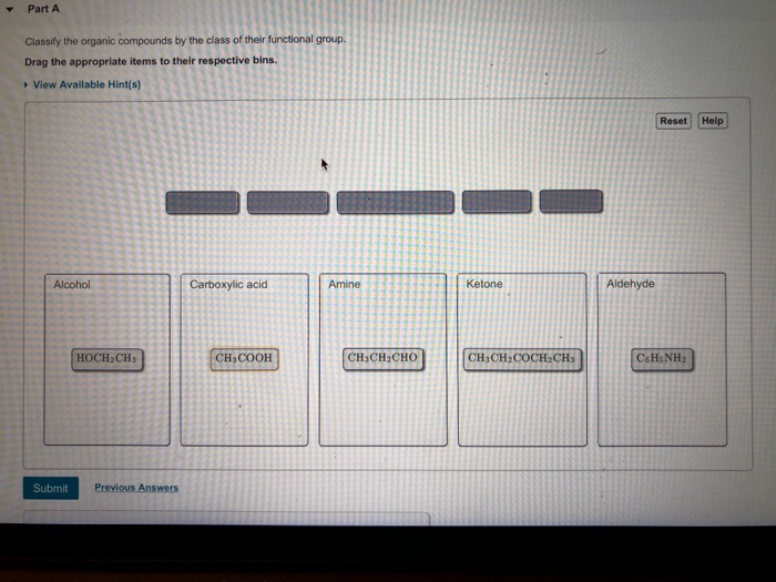 Solved Part A Classify the organic compounds by the class of | Chegg.com