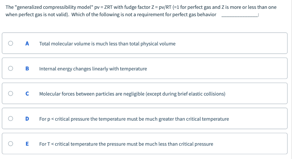 Solved The "generalized compressibility model" pv-ZRT with | Chegg.com