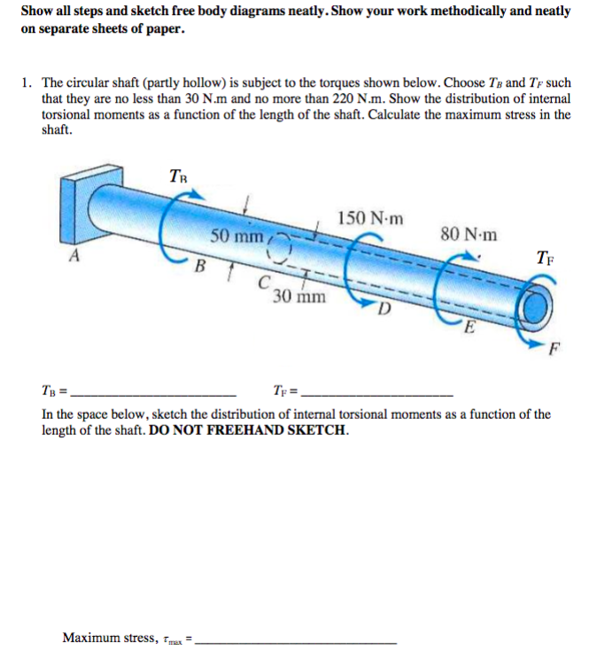 Solved Show all steps and sketch free body diagrams neatly. | Chegg.com