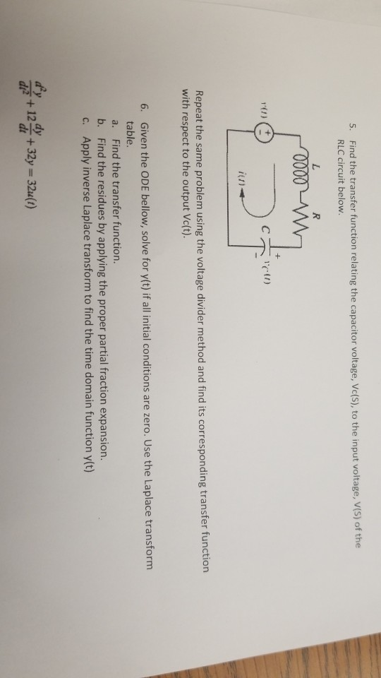 Solved Find the transfer function relating the capacitor | Chegg.com