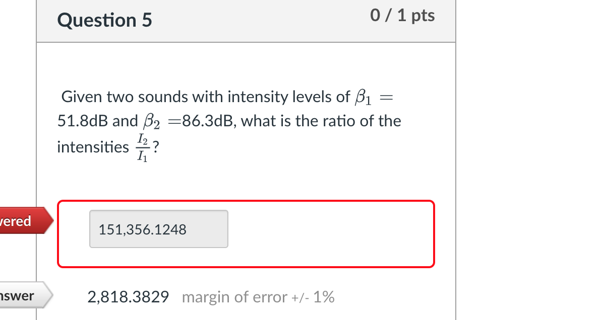 Solved Given two sounds with intensity levels of β1= 51.8 dB | Chegg.com