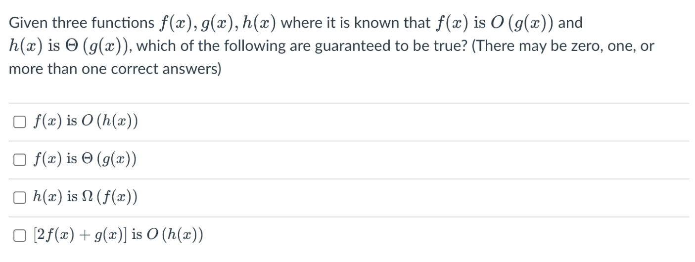 Solved Given three functions f(x),g(x),h(x) where it is | Chegg.com