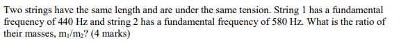 Solved Two strings have the same length and are under the | Chegg.com