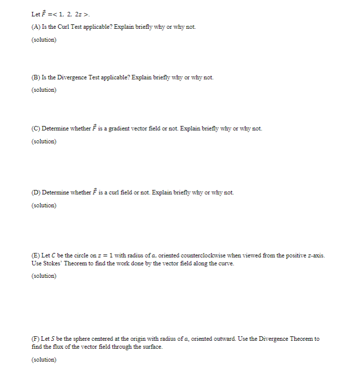 Let F = (A) Is the Curl Test applicable? | Chegg.com