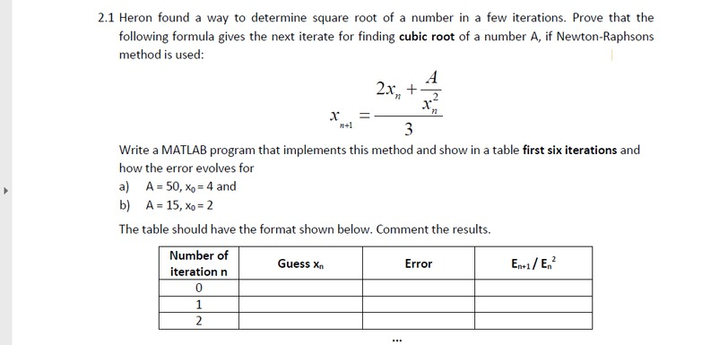 Solved 2.1 Heron found a way to determine square root of a | Chegg.com