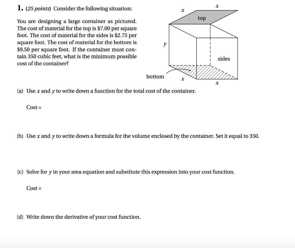 Solved х 1. (25 points) Consider the following situation: X | Chegg.com