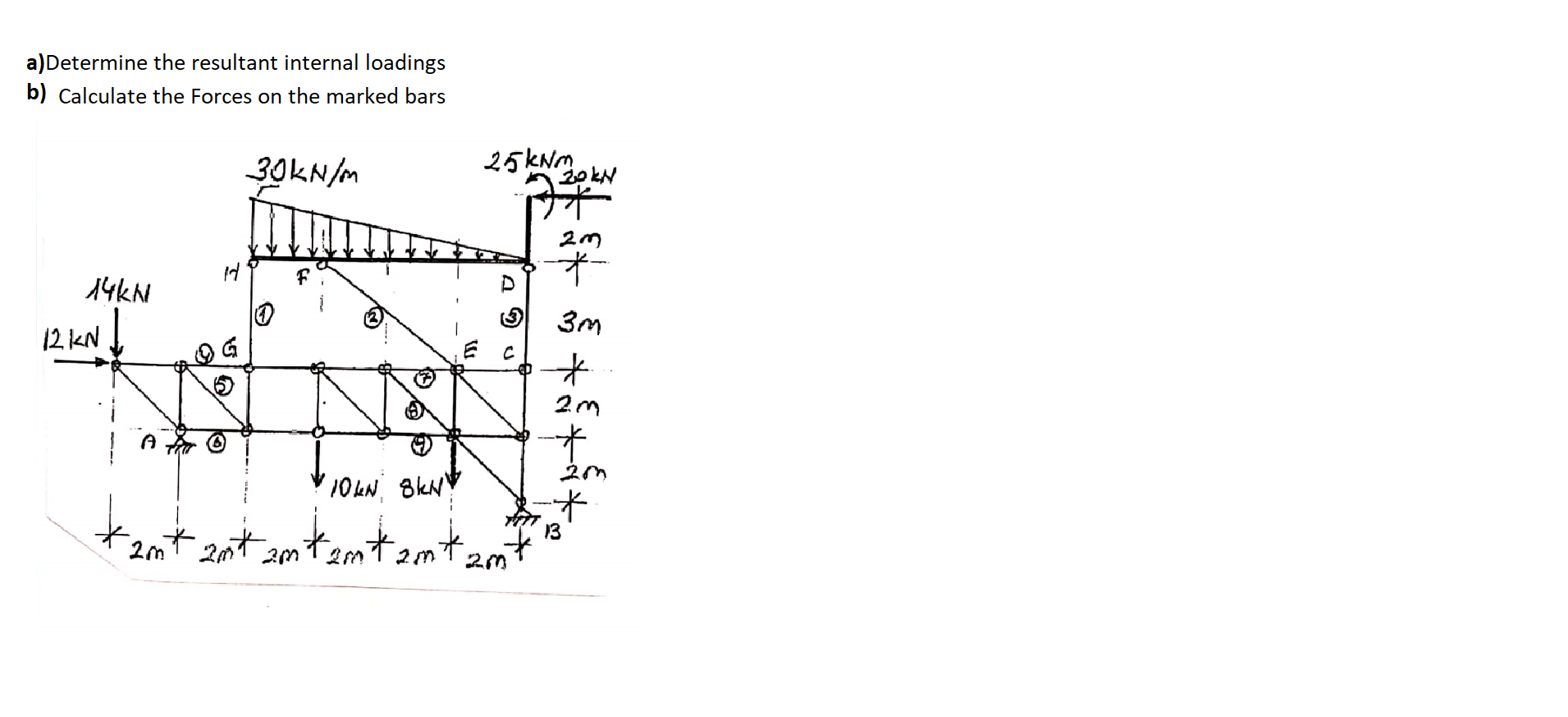 a)Determine the resultant internal loadings b) | Chegg.com