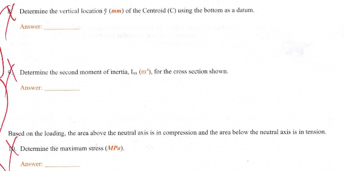 Solved Determine the vertical location yˉ(mm) of the | Chegg.com