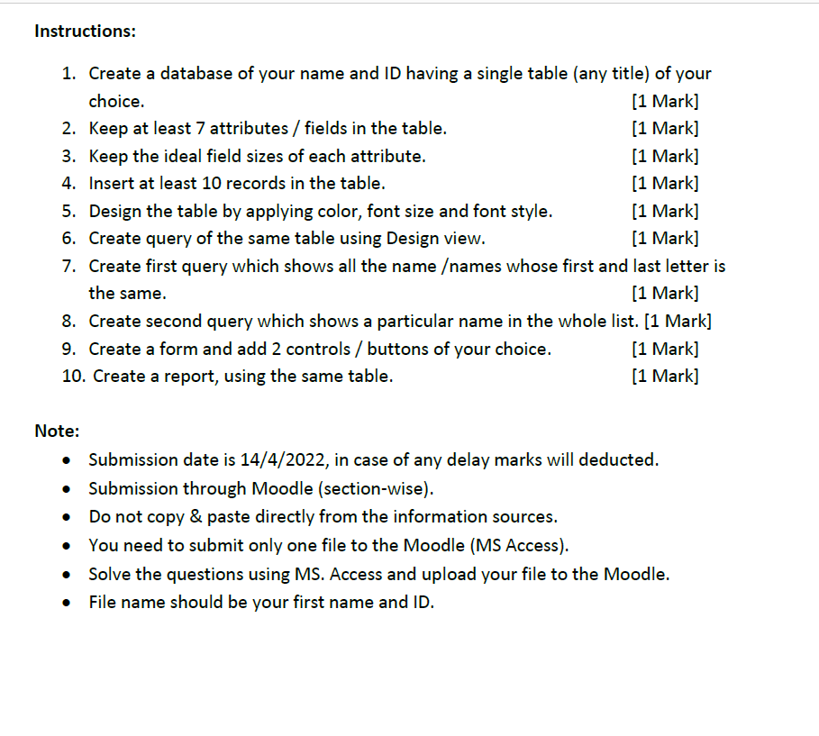 Solved Instructions: 1. Create a database of your name and | Chegg.com