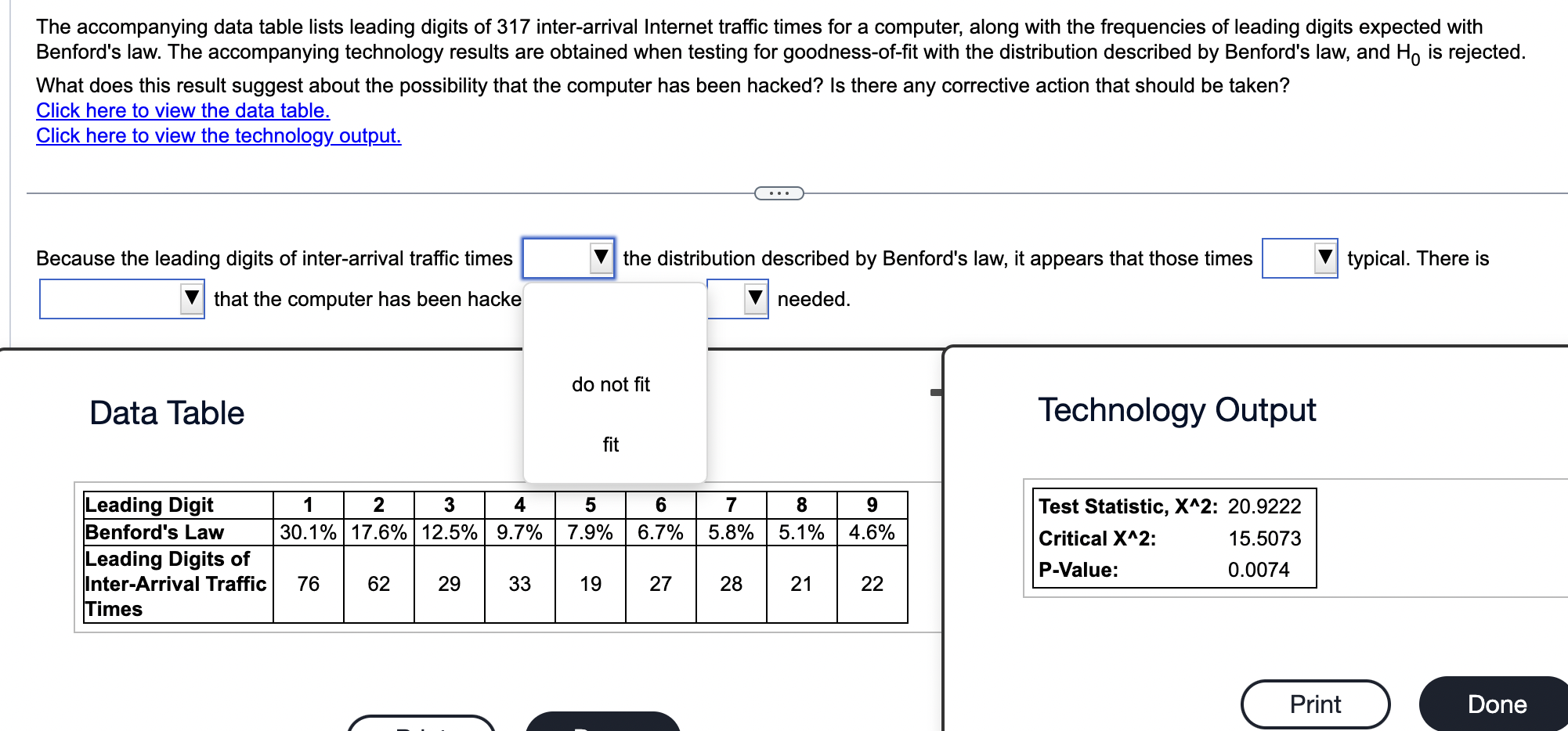 Solved The accompanying data table lists leading digits of | Chegg.com