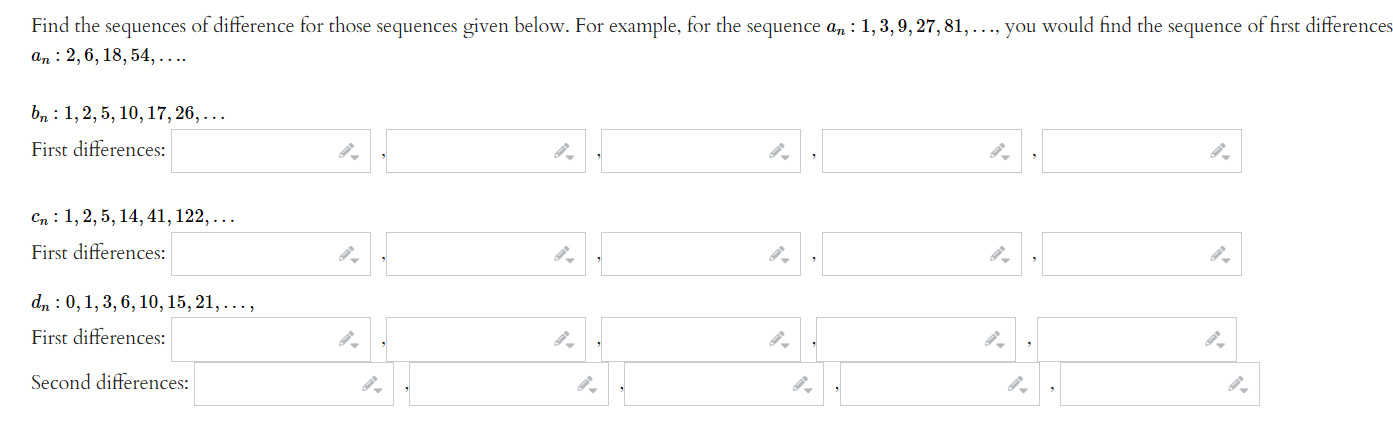 Solved Find the sequences of difference for those sequences | Chegg.com