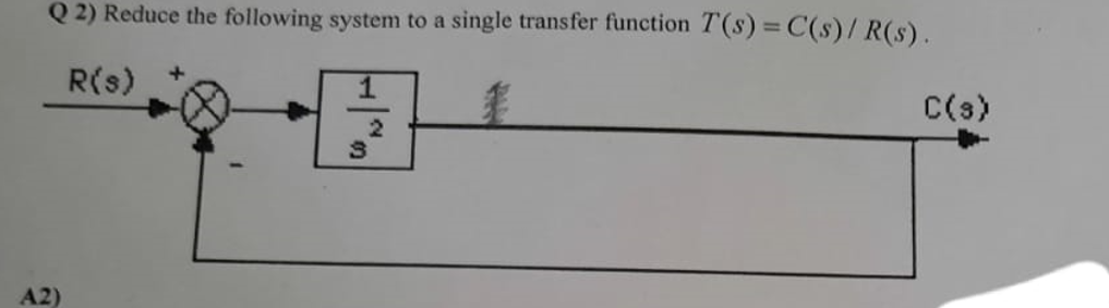 Solved Q 2) Reduce the following system to a single transfer | Chegg.com