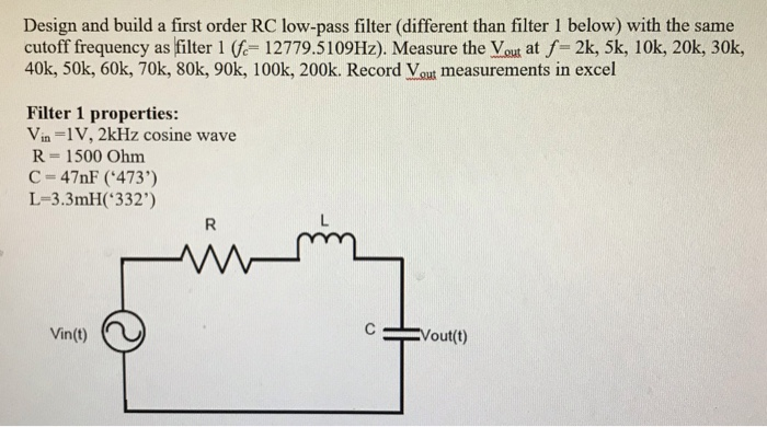 Solved Design and build a first order RC low-pass filter | Chegg.com