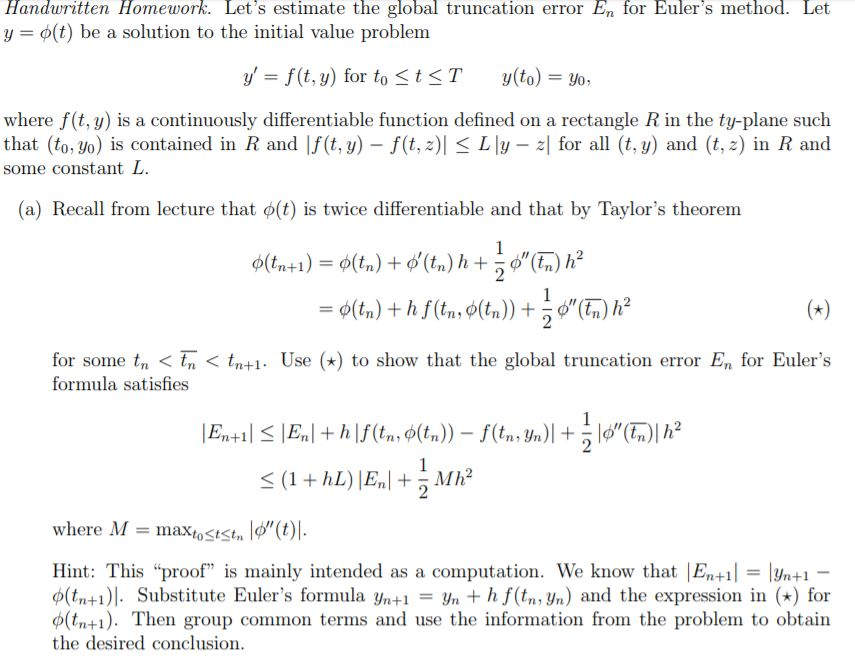 Solved Handwritten Homework. Let's estimate the global | Chegg.com
