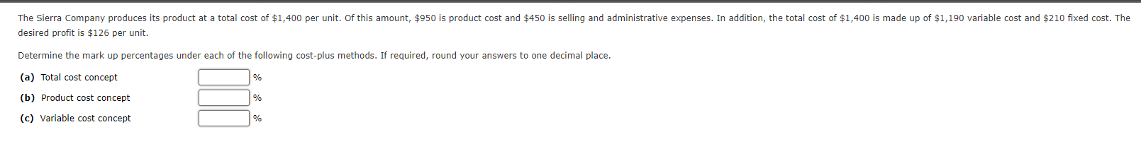 Solved desired profit is $126 per unit. Determine the mark | Chegg.com