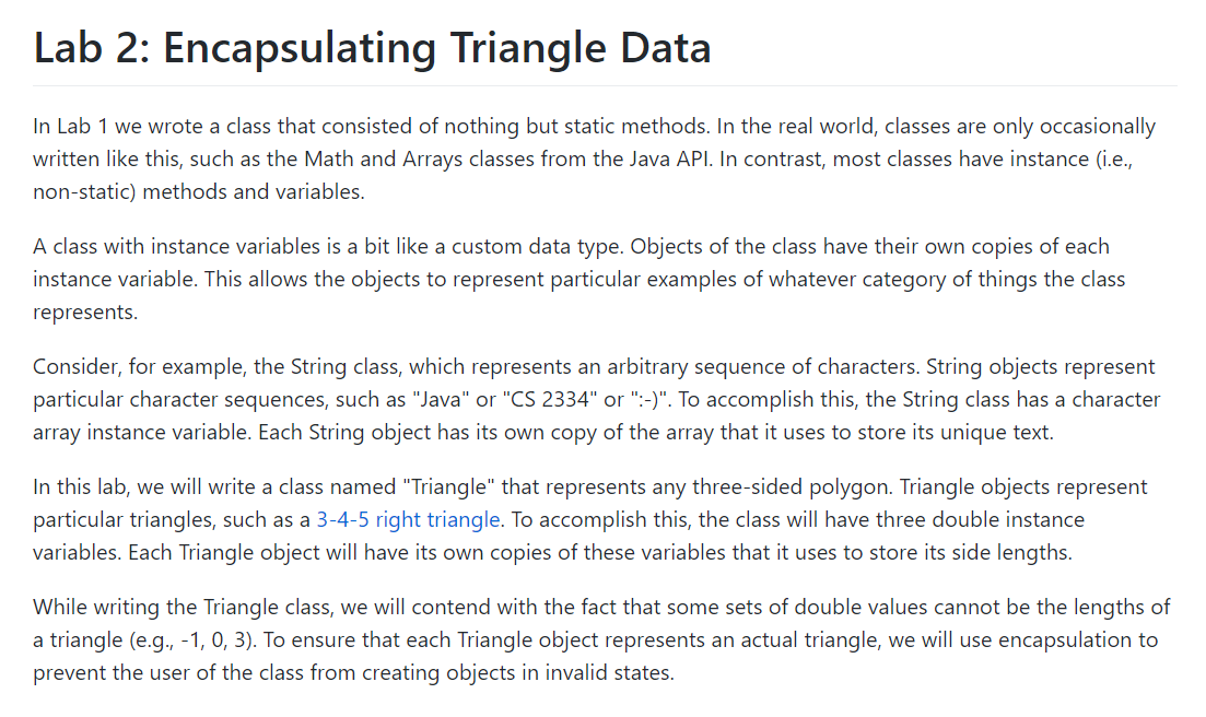 Solved Lab 2: Encapsulating Triangle Data In Lab 1 we wrote | Chegg.com