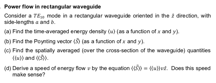 Solved Power flow in rectangular waveguide Consider a TE10 | Chegg.com