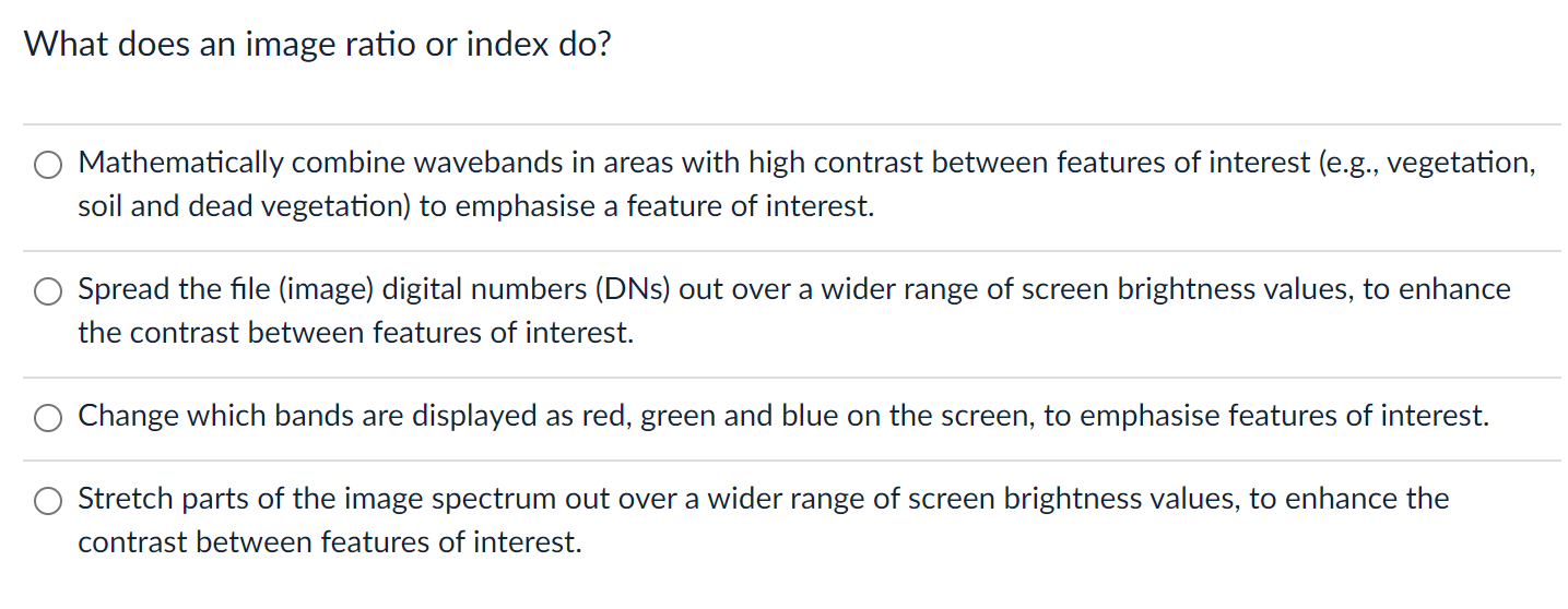 Solved What does an image ratio or index do? O | Chegg.com