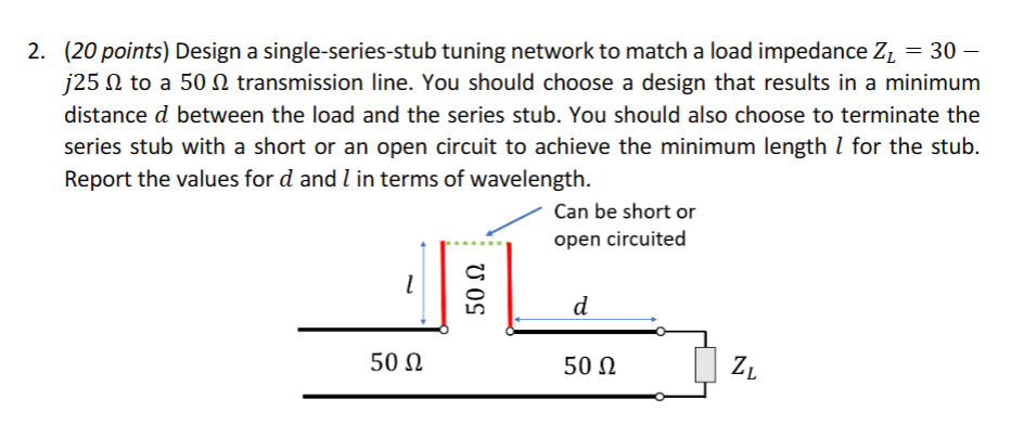 Solved (20 points) Design a single-series-stub tuning | Chegg.com