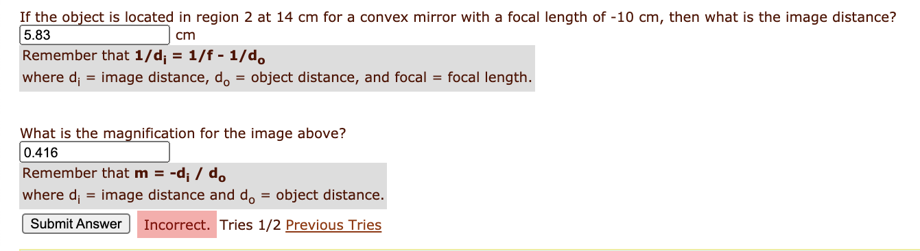Solved If the object is located in region 3 at 8 cm for a | Chegg.com