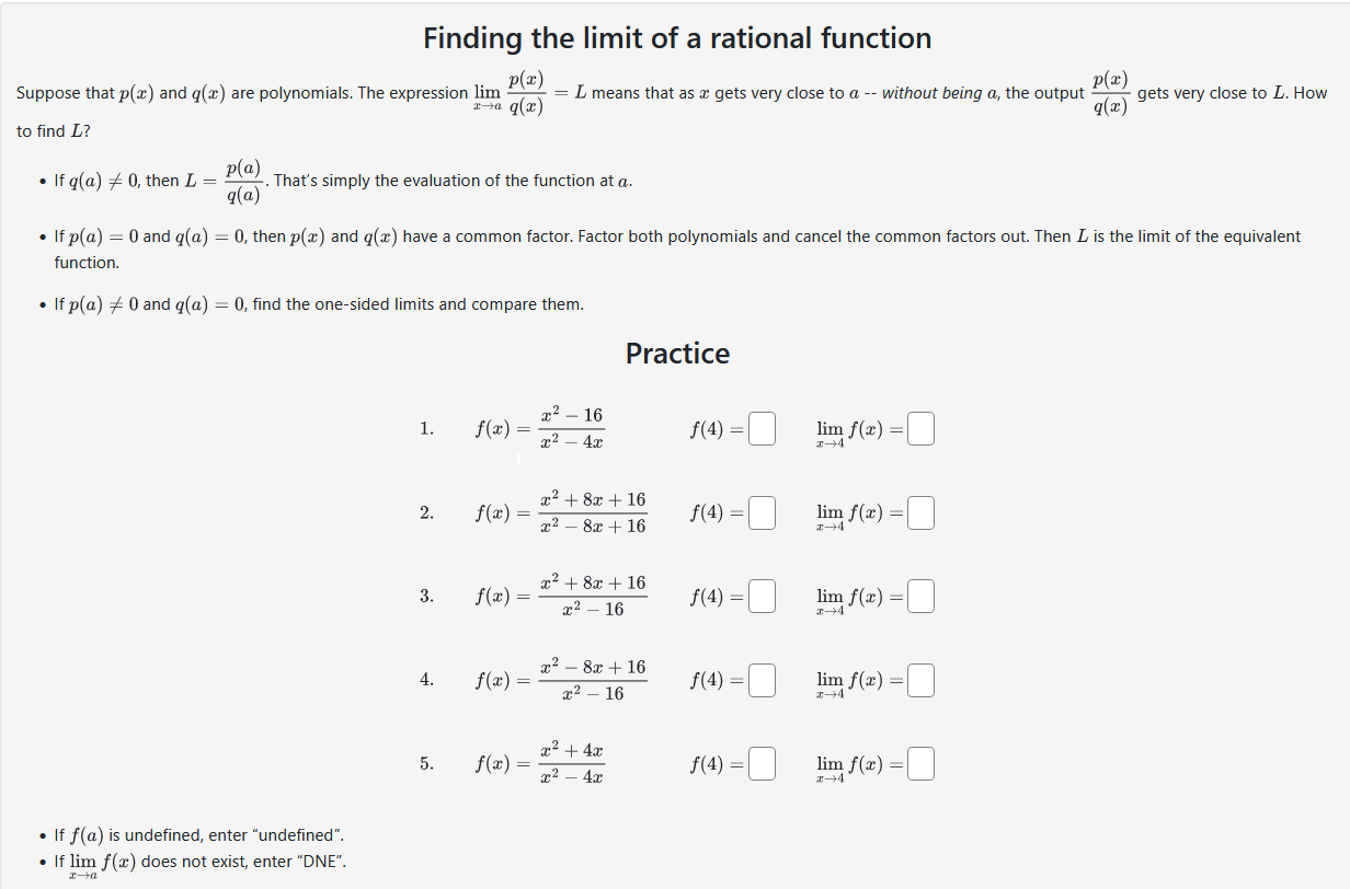 Solved Finding the limit of a rational function Suppose that | Chegg.com