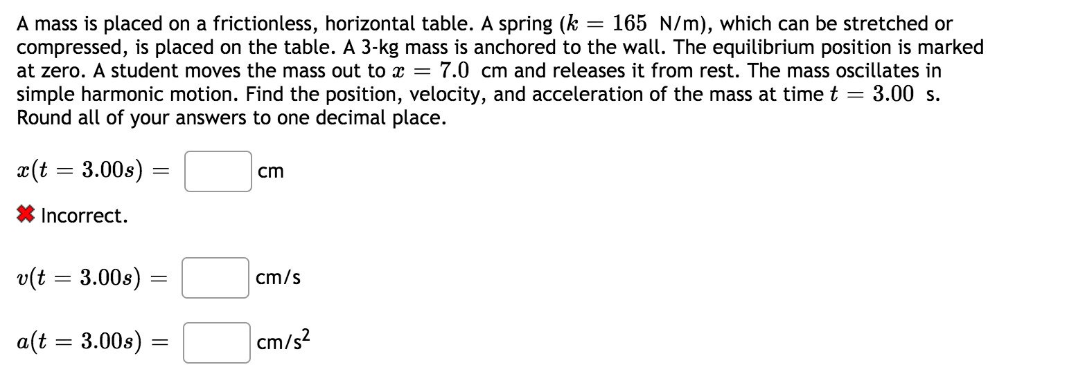 Solved A mass is placed on a frictionless, horizontal table. | Chegg.com