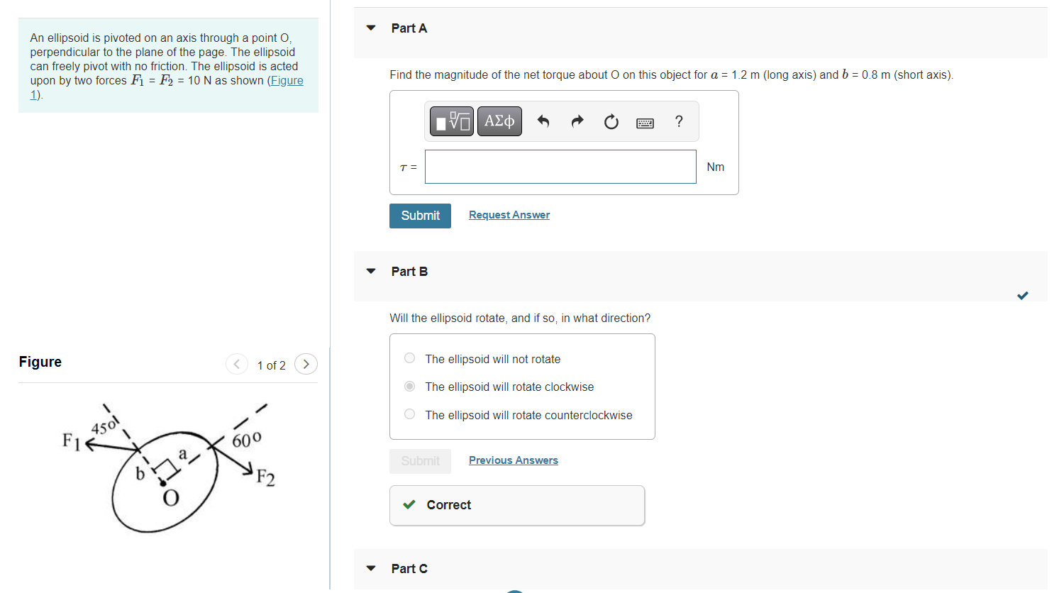 Solved An ellipsoid is pivoted on an axis through a point O, | Chegg.com