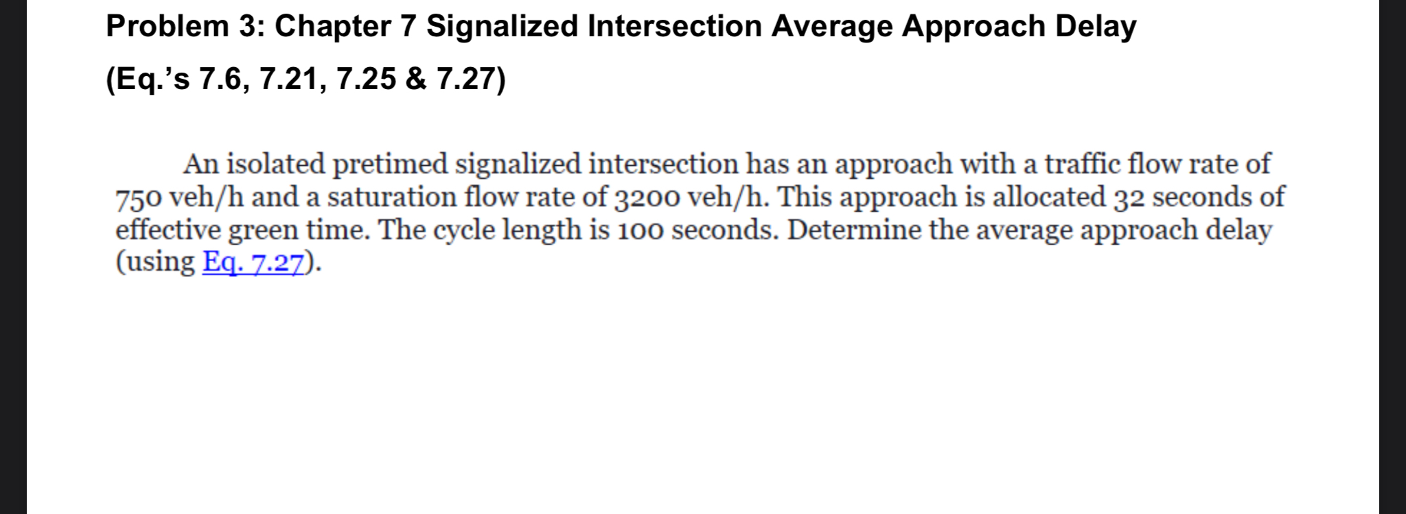 Solved Problem 3: Chapter 7 Signalized Intersection Average | Chegg.com