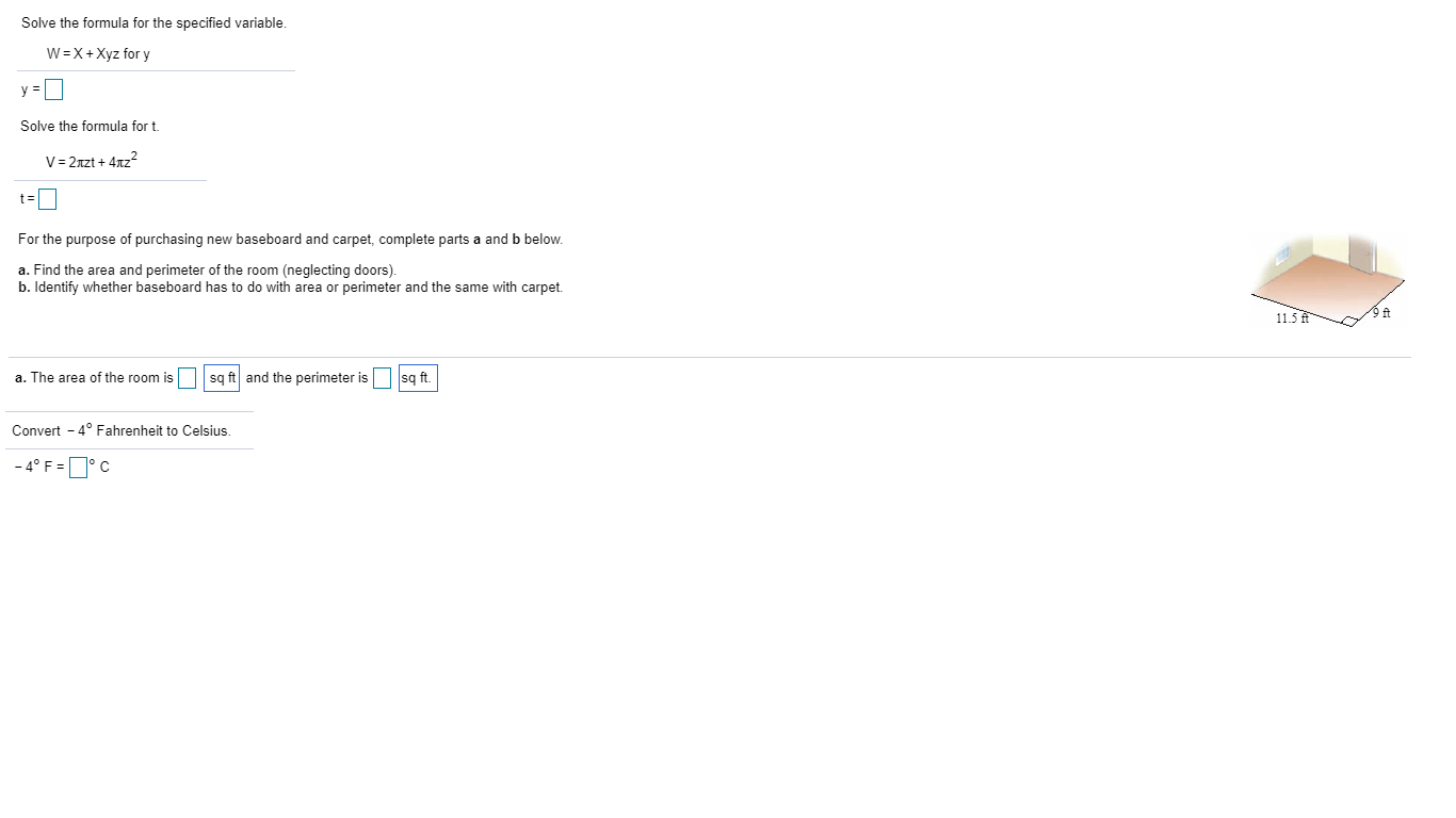 Solved Solve the formula for the specified variable. W = | Chegg.com