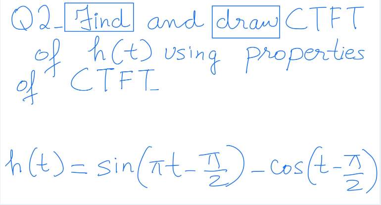 Solved Q2. Find and draw CTFT of h(t) using properties of | Chegg.com