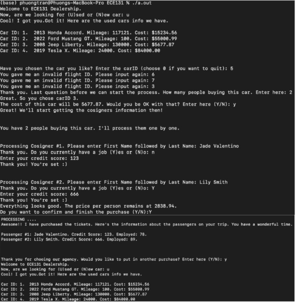 Solved Please complete in c This task will be a car | Chegg.com