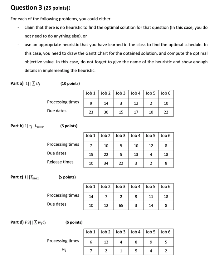 Solved Question 3 (25 points): For each of the following | Chegg.com