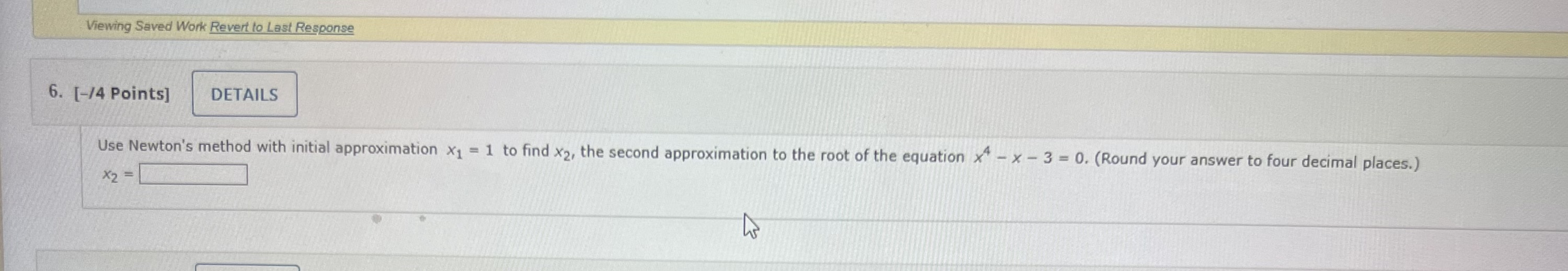 Solved 6. [-/4 ﻿Points] x2= | Chegg.com