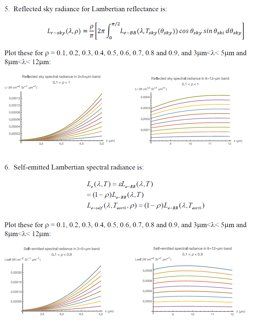 5. Reflected sky radiance for Lambertian reflectance | Chegg.com