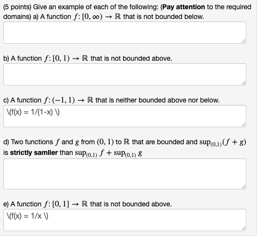Solved (5 points) Give an example of each of the following: | Chegg.com