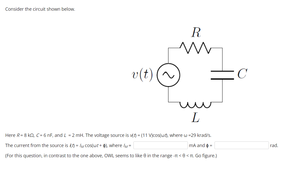 Solved Consider the circuit shown below. Here R=8kΩ,C=6nF, | Chegg.com