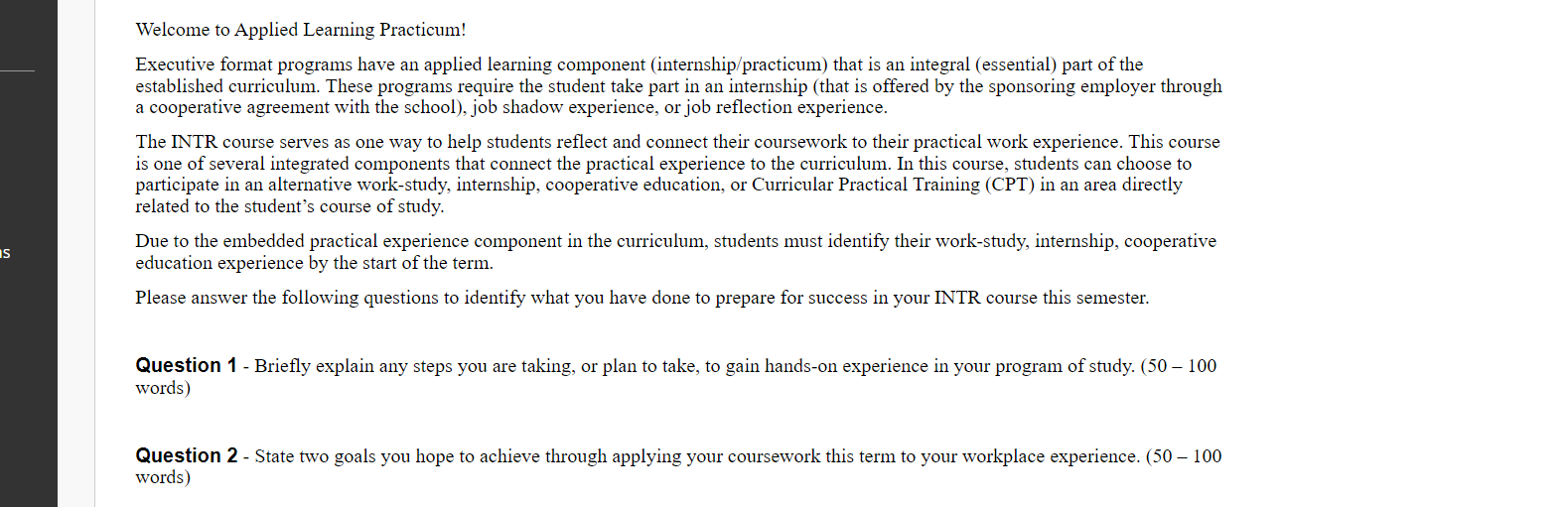 Solved S Welcome to Applied Learning Practicum! Executive | Chegg.com