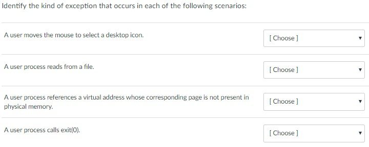 Solved Identify the kind of exception that occurs in each of | Chegg.com