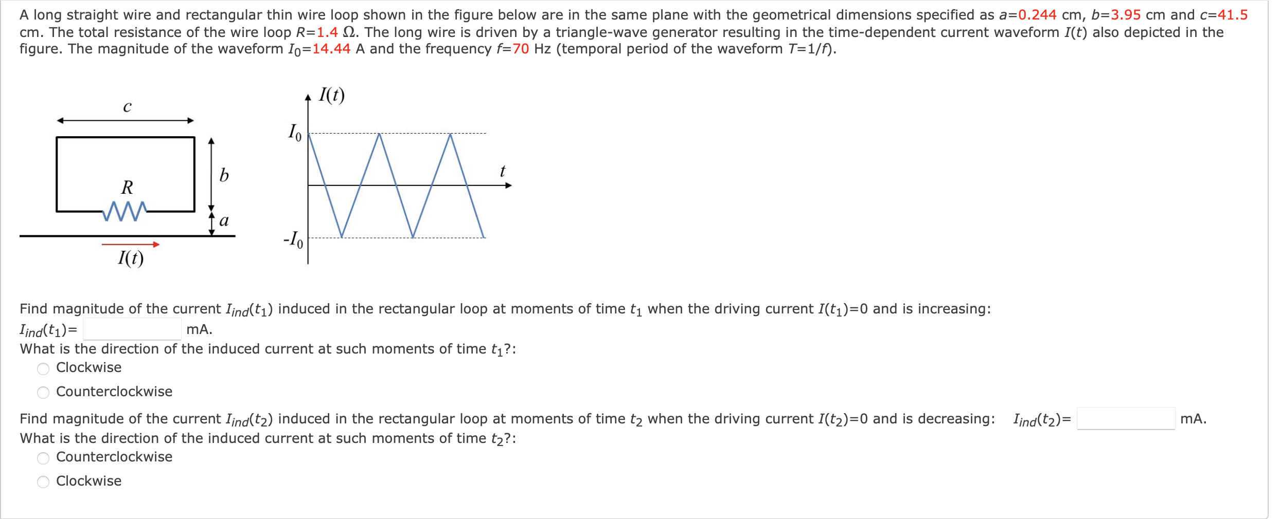 Solved A long straight wire and rectangular thin wire loop | Chegg.com