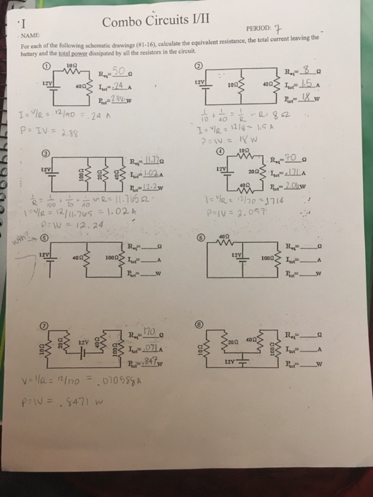Solved Combo Circuits I/II NAME PERIOD For each of the | Chegg.com