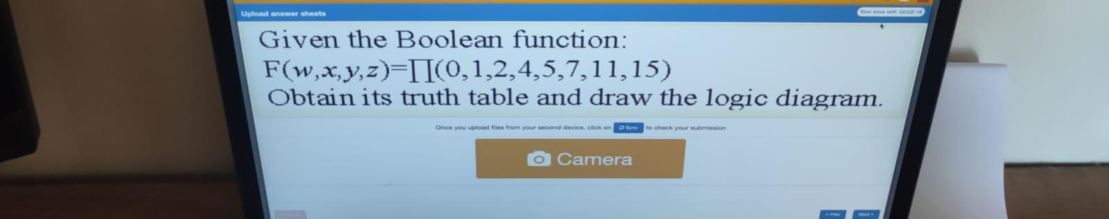 Solved Upload answer sheets Given the Boolean function: F(w, | Chegg.com