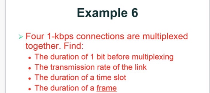 Solved Example 6 Four 1-kbps connections are multiplexed | Chegg.com