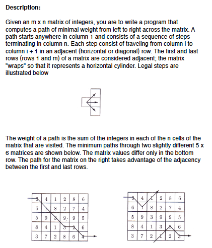 Description: Given an mxn matrix of integers, you are | Chegg.com