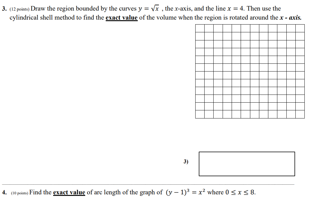 3. (12 points) Draw the region bounded by the curves | Chegg.com